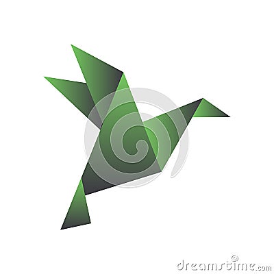 Paper Bird In Origami Style. Geometric Shape Of Folded Paper. Template ...