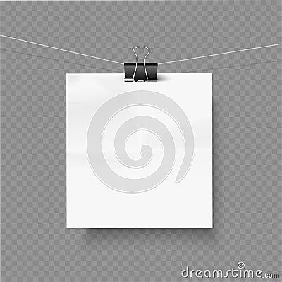 Vector Paper Hanging With Paper Clip On Transparent Background ...