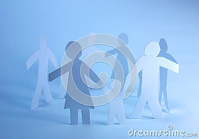 Paper man chain stock photo. Image of bond, network, blue - 5626000