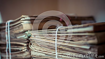 Paper Files In Folder Old Documents Or Old Letter Stock Photo ...