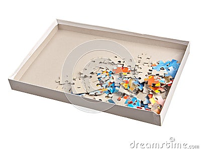Paper Jigsaw Puzle In Box Isolated Royalty-Free Stock Photo ...