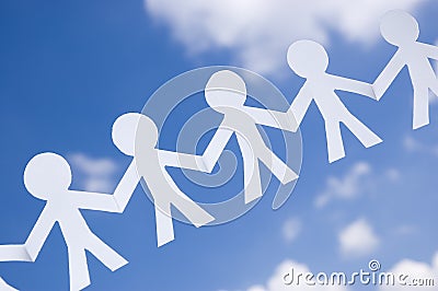 Paper man chain stock photo. Image of bond, network, blue - 5626000
