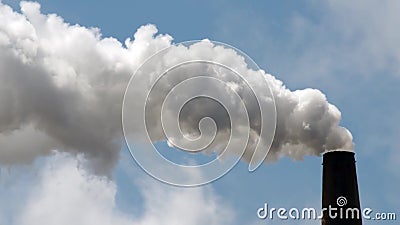Paper Mill Smokestack Billowing White Smoke Clear Blue Sky Stock Video ...