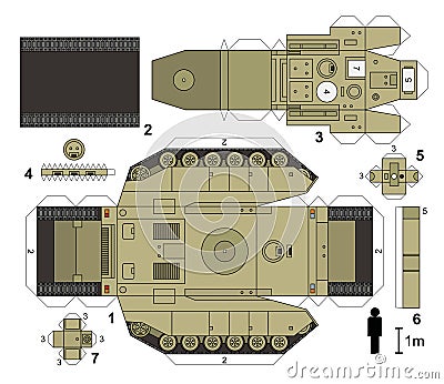 Paper Model Of A Tank Vector Illustration | CartoonDealer.com #64990420
