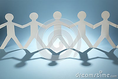 Paper man chain stock photo. Image of bond, network, blue - 5626000