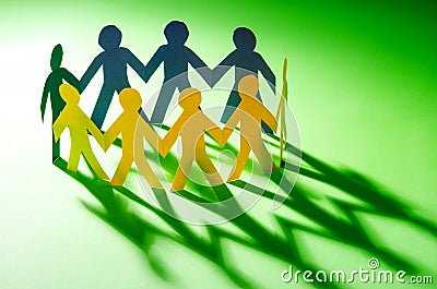 Paper man chain stock photo. Image of bond, network, blue - 5626000