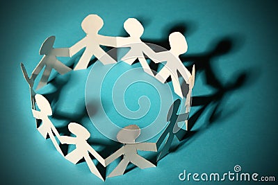 Paper man chain stock photo. Image of bond, network, blue - 5626000