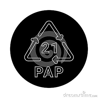 Paper Recycling Code PAP 21 Line Icon. Consumption Code. Cartoon Vector ...