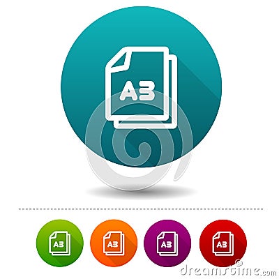 Paper Size A3 Icon. Document DIN Symbol Sign. Web Button. Cartoon ...