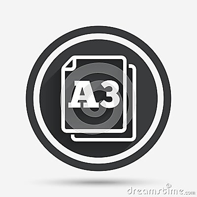 Paper Size A3 Standard Icon. Document Symbol. Cartoon Vector ...
