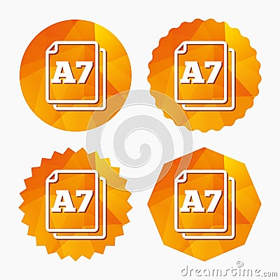 Paper Size A7 Standard Icon. Document Symbol. Cartoon Vector ...