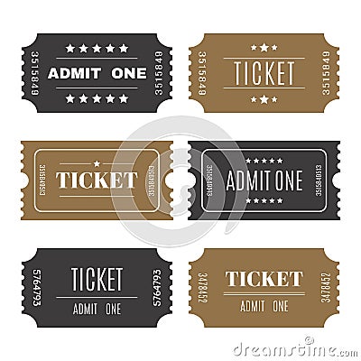 Paper Tickets With Numbers. Set Of Vector Templates Entry Ticket Stock ...