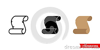 Papirus Icon Of 3 Types Color, Black And White, Outline. Isolated ...