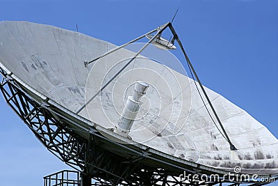 Parabolic Satellite Dish Receiver Over Blue Sky Stock Images - Image ...