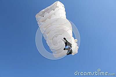 Parachutist With White Parachute Stock Photos - Image: 34591723