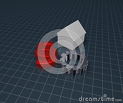 Paragraph Symbol, House Model And Gear Wheel Royalty-Free Illustration ...