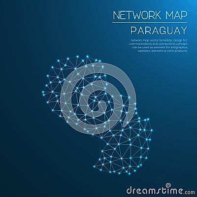 Paraguay Network Map. Cartoon Vector | CartoonDealer.com #87874195