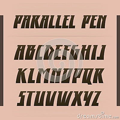 Parallel Pen Vector Font. Strong Alphabet Lettering. Latin Letters ...