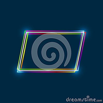 Parallelogram Frame With Colorful Multi-layered Outline And Glowing ...
