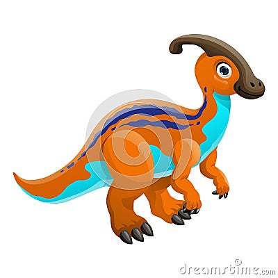 Parasaurus Cute Cartoon Character Design For Kids Vector Illustration ...