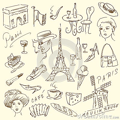 Paris Doodles Royalty Free Stock Images - Image: 25329969
