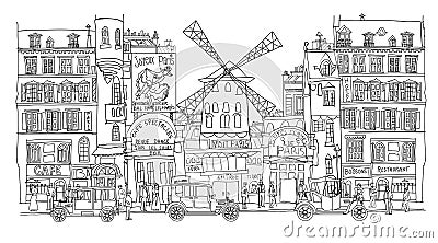 Moulin Rouge outline stock vector. Illustration of cabaret - 80285709