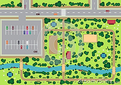 Park View From Top Cartoon Vector | CartoonDealer.com #55926705