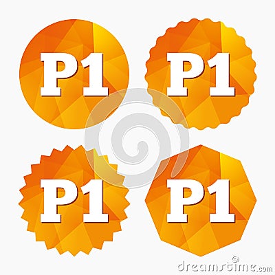 Parking First Floor Icon. Car Parking P1 Symbol. Vector Illustration ...