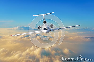 Passenger Airplane With Three Engines On The Tail Flies High Speed In ...