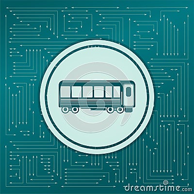 Passenger Wagons. Train Icon On A Green Background, With Arrows In ...