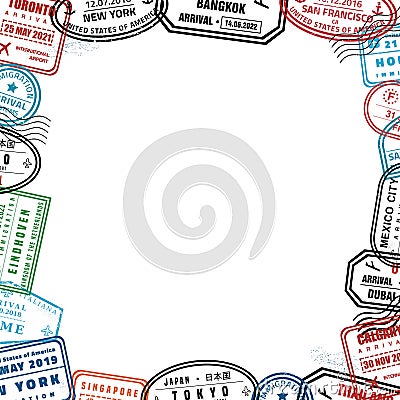 Passport Stamps Vector Frame | CartoonDealer.com #246254447