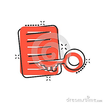 Password Account Icon In Comic Style. Keyword Cartoon Vector ...