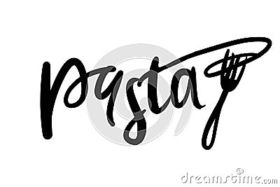 Pasta Hand Lettering Logo Design. Vector Hand Drawn Illustration ...