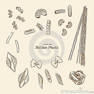 Pasta Set. Type Of Pasta Hand Draw Sketch Vector. | CartoonDealer.com ...