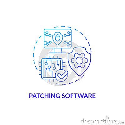 Patching Software Blue Gradient Concept Icon Cartoon Vector ...