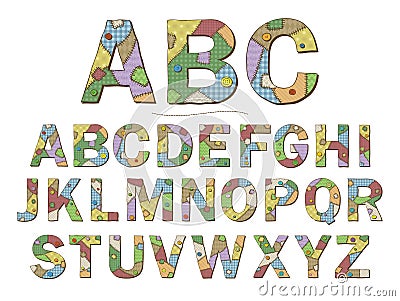 Patchwork font stock vector. Illustration of font, collection - 27881550