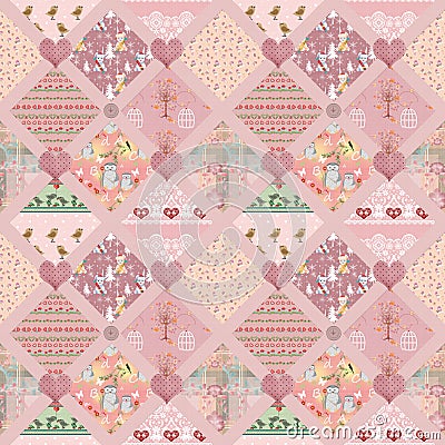Patchwork Kids Pink Squares Seamless Pattern Texture Royalty Free Stock ...