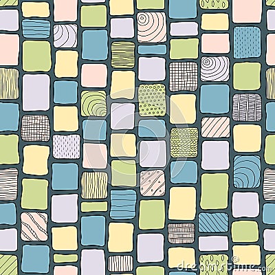 Patchwork Style Tribal Bricks Seamless Texture, Pastel Colors Cartoon ...