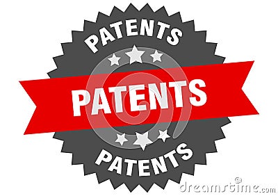 Patents Sign. Patents Round Isolated Ribbon Label. Cartoon Vector ...