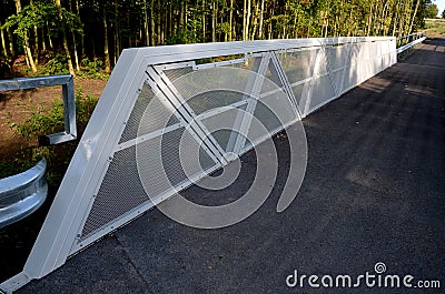 Path For Cyclists With An Asphalt Surface. Galvanized Iron Railing Over ...