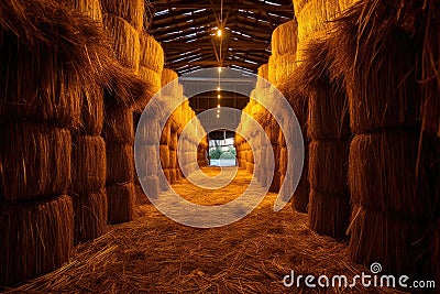 Pathway Perspective Inside The Hay Bale Maze Stock Image ...
