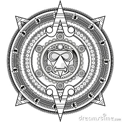 Patterned Circle In The Style Of The Maya Stock Vector - Image: 59555596