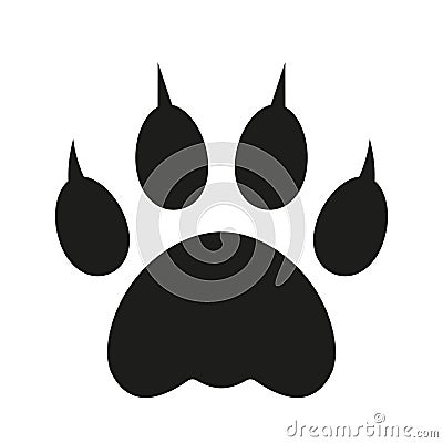 Paw Footprint Of A Tiger Wild Beast. Flat Vector Illustration ...