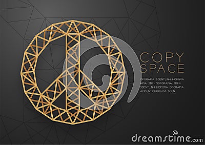 Peace Icon Wireframe Polygon Golden Frame Structure Pattern, Peaceful ...