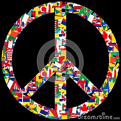 Peace Symbol With World Flags Stock Illustration - Image: 41939324