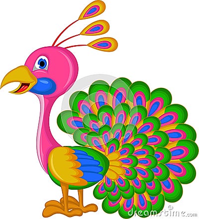 Peacock Cartoon Isolated Stock Illustration - Image: 39550119