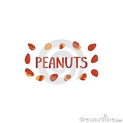 Peanuts Lettering. Frame Of Nuts. Vector Illustration In Freehand ...