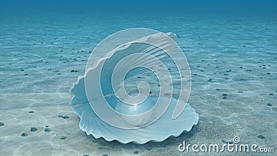 Pearl Inside a Seashell. Beautiful Pearl in the Shell on the Seabed ...