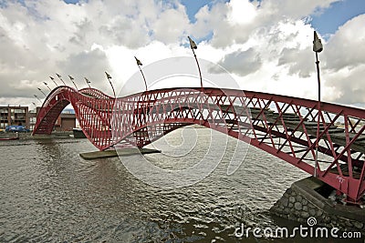 Pedestrian Bridge In Amsterdam The Netherlands Stock Photo - Image ...