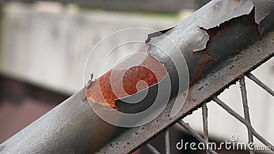 Peeled Rust of Corroded Iron Staircase Handrail with Cracked Metal ...